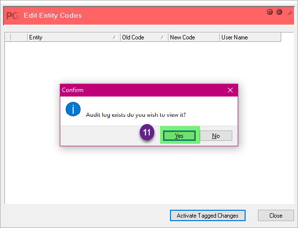 Editing entity codes